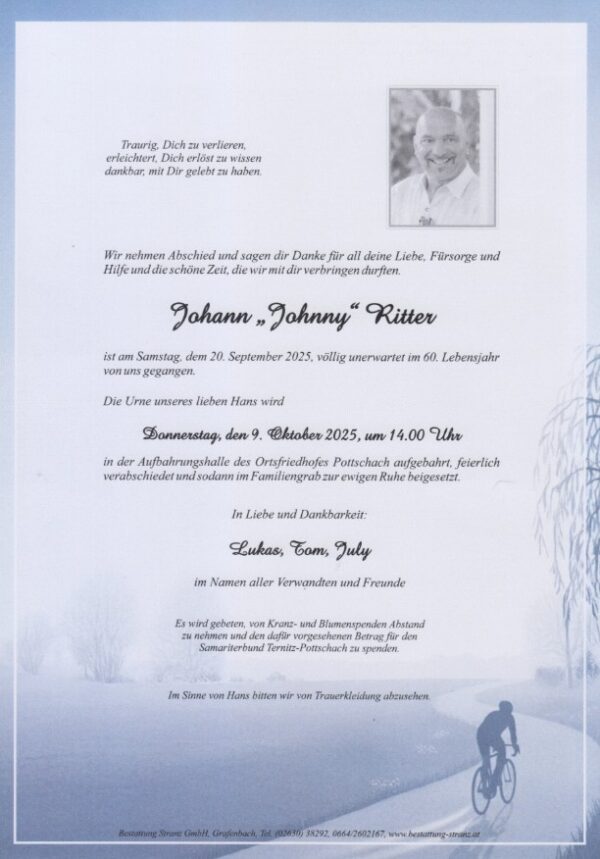 Johann „Johnny“ Ritter verstorben! – SVSF Pottschach